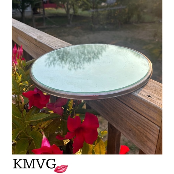 Accents | Antique Platform Mirror Round Beveled Table Top Mirror Vanity ...